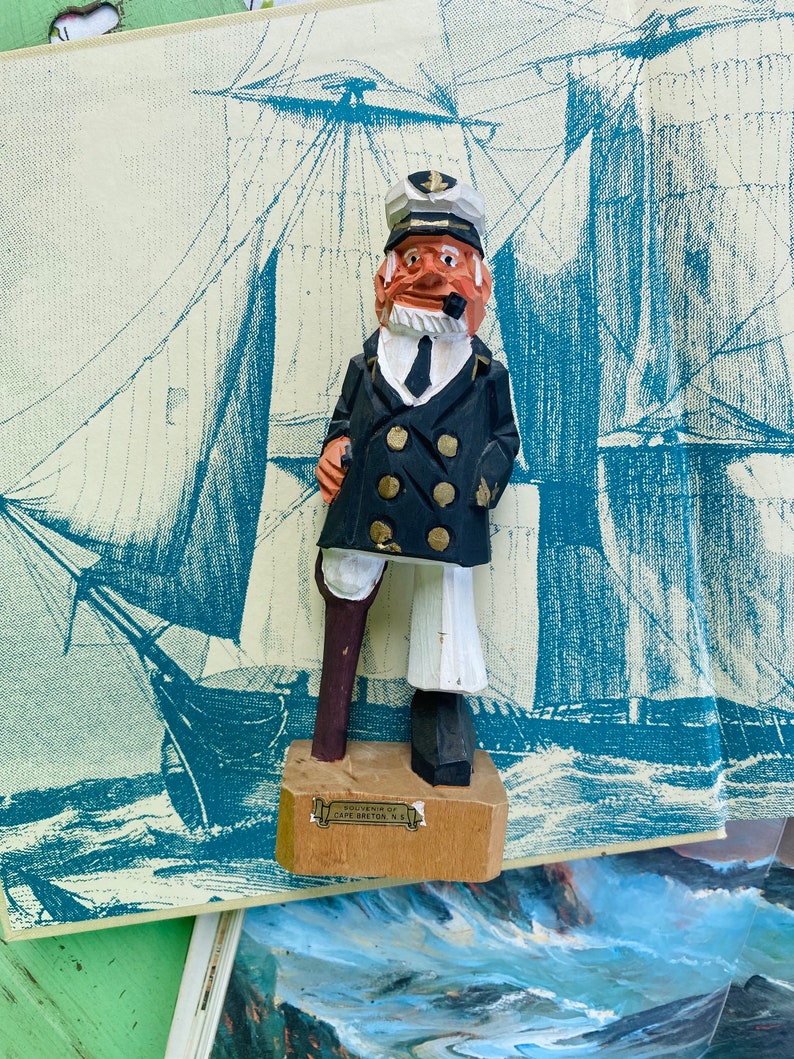 Vintage Wooden Captain Folk Art of Cape Breton, Nova Scotia, Handcarved ...
