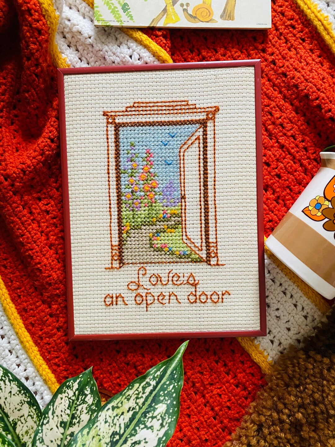 Vintage Cross Stitch loves an Open Door Framed Finished - Etsy