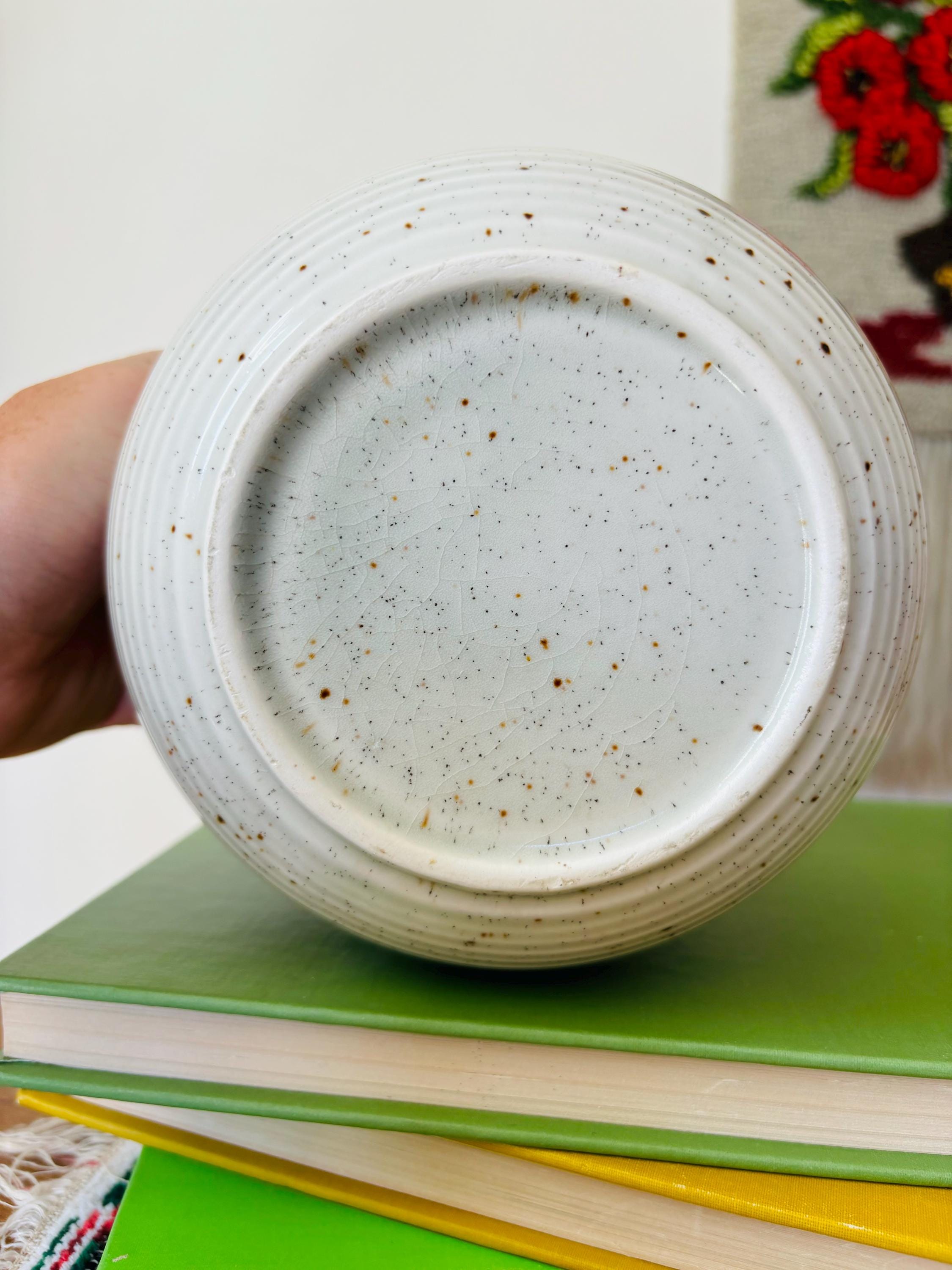 Vintage Speckled Round Bellied Planter, Mcm Ceramic Indoor Planter - Etsy