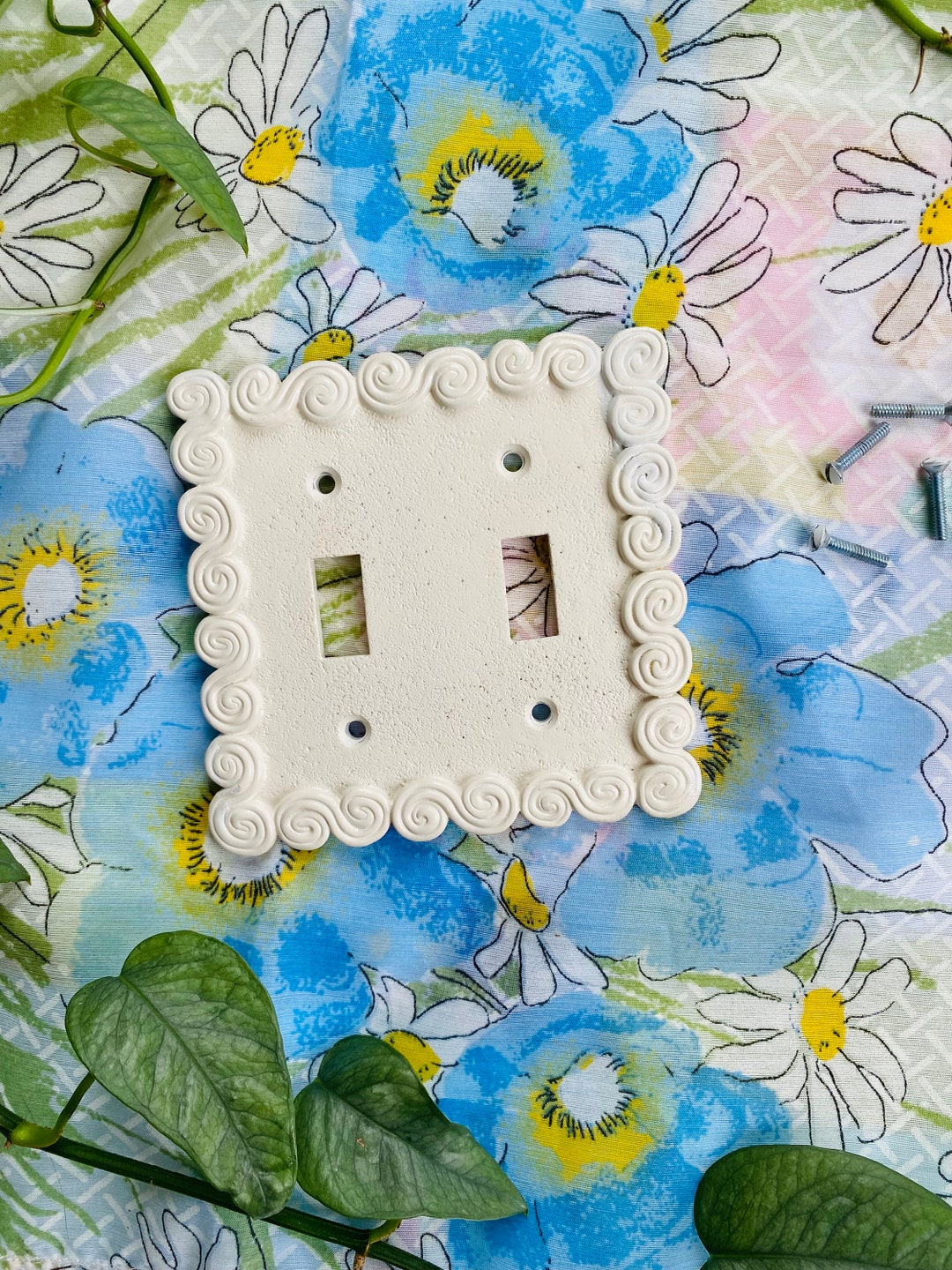 Vintage Cream Coloured Double Switch Plate Cover, Light Switch Plate ...