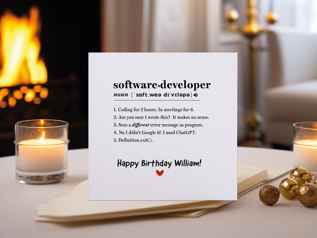 Software Developer Birthday Card Coder IT Engineer Computer - Etsy
