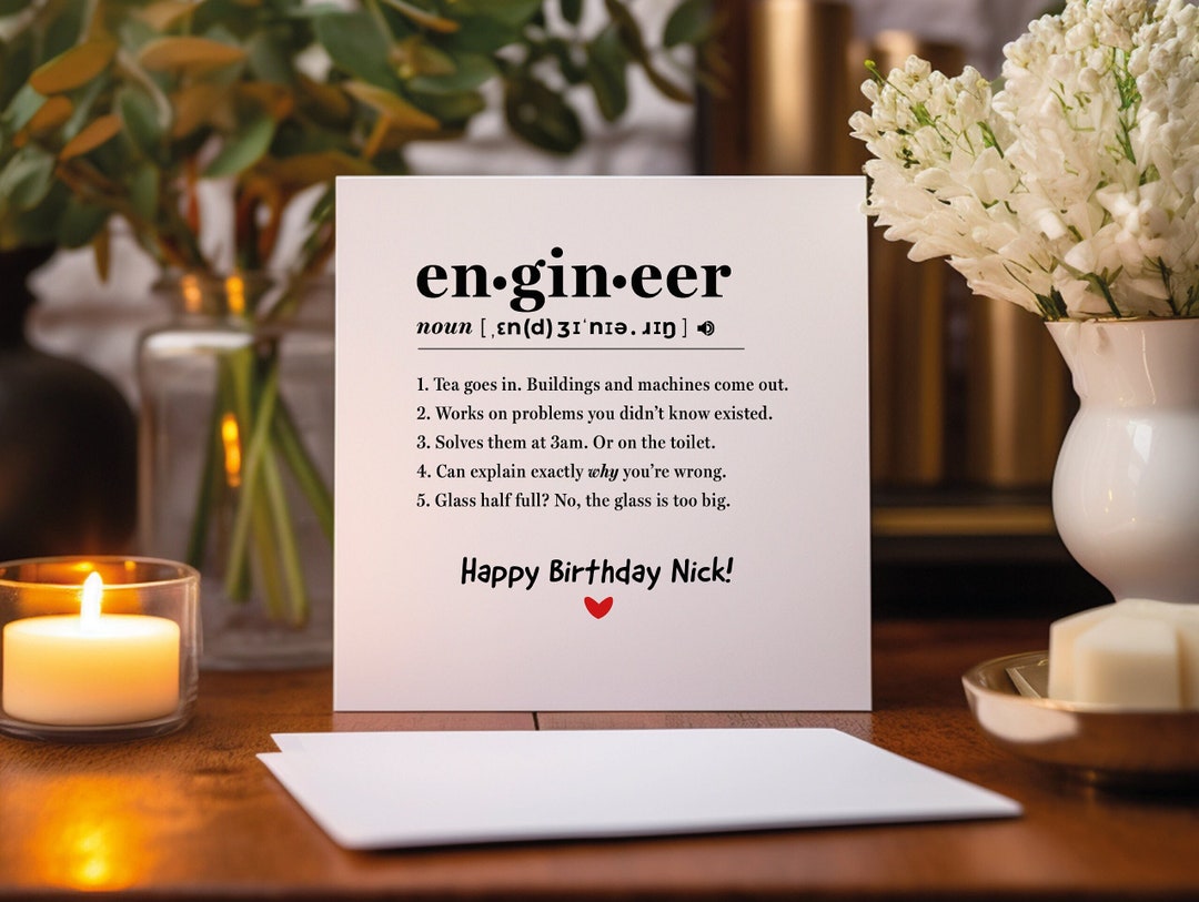 Engineer Birthday Card, Civil, Electrical, Industrial, Manufacturing ...
