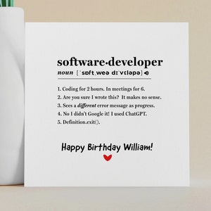 Software Developer Birthday Card Coder IT Engineer Computer - Etsy