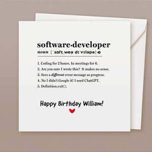 Software Developer Birthday Card Coder IT Engineer Computer - Etsy