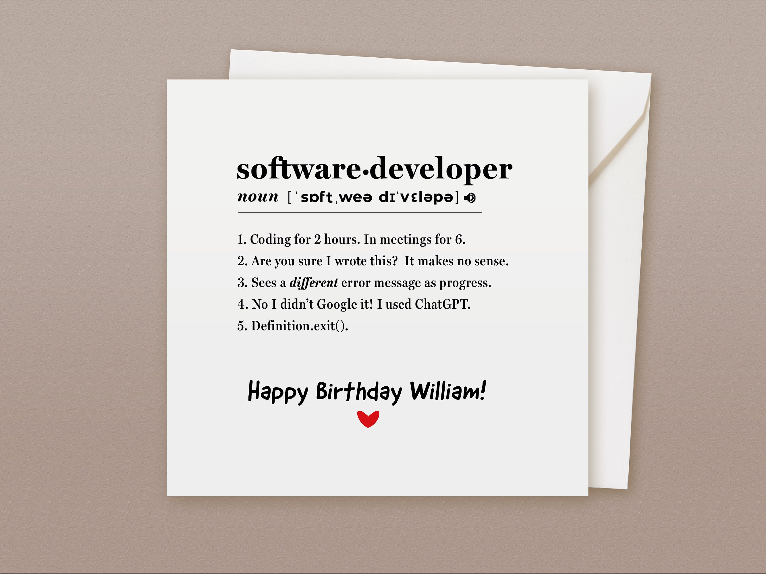 Software Developer Birthday Card Coder IT Engineer Computer - Etsy