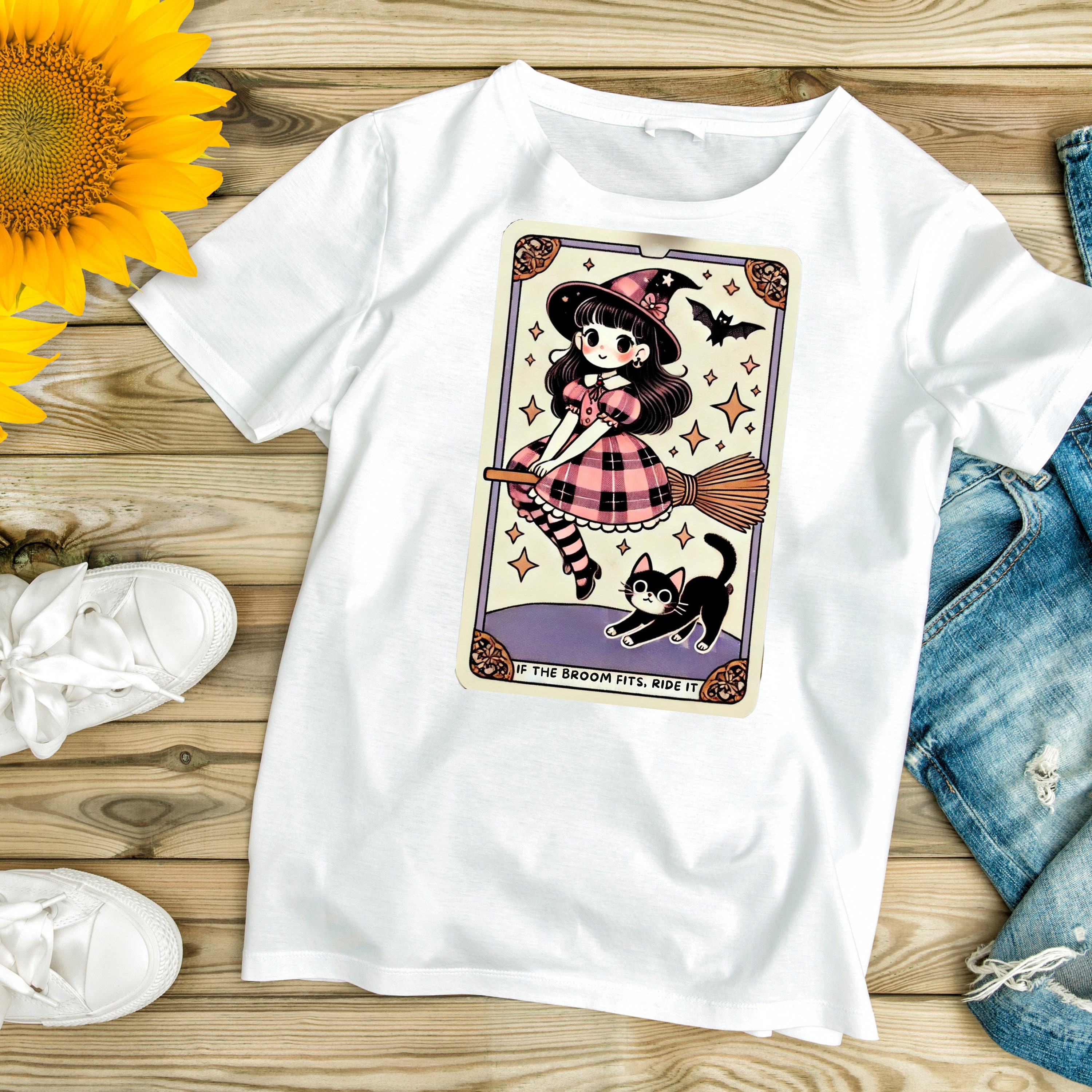Cute Witch Tarot Card PNG - Halloween Scrapbooking (digital Download ...