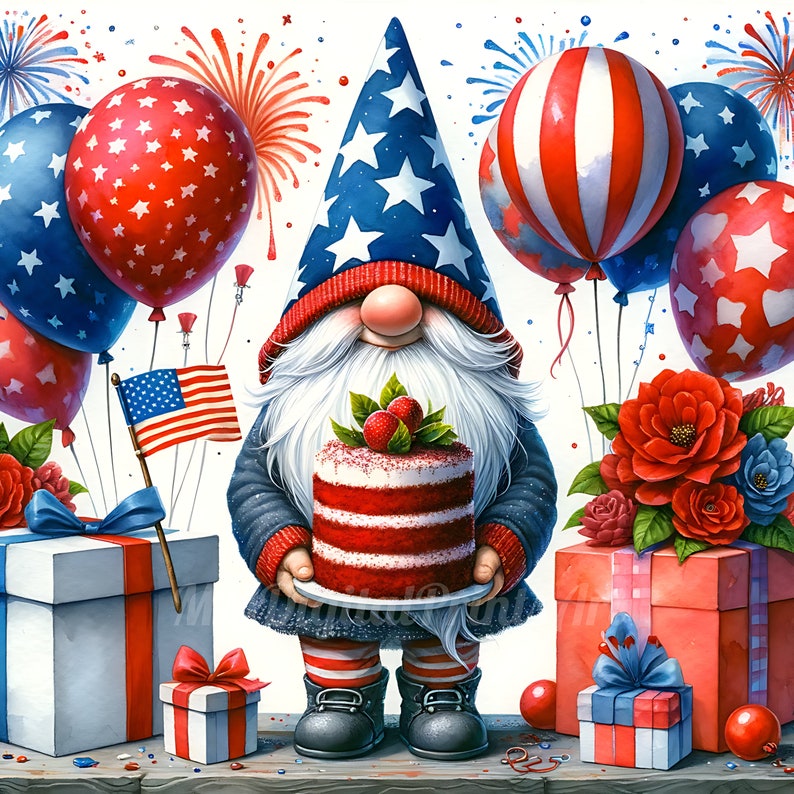 18 Patriotic Gnomes PNG Bundle | 4th of July Gnome PNG | American Flag ...