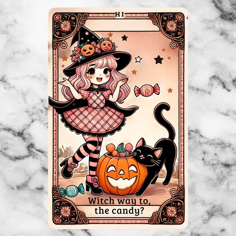 Witch Tarot Card PNG - Cute Digital Download for Witchy Art Lovers ...