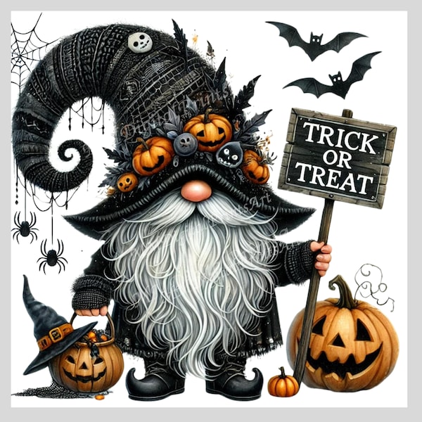 22 Halloween Gnome PNG Digital Download Cute Spooky Gnome Art for ...