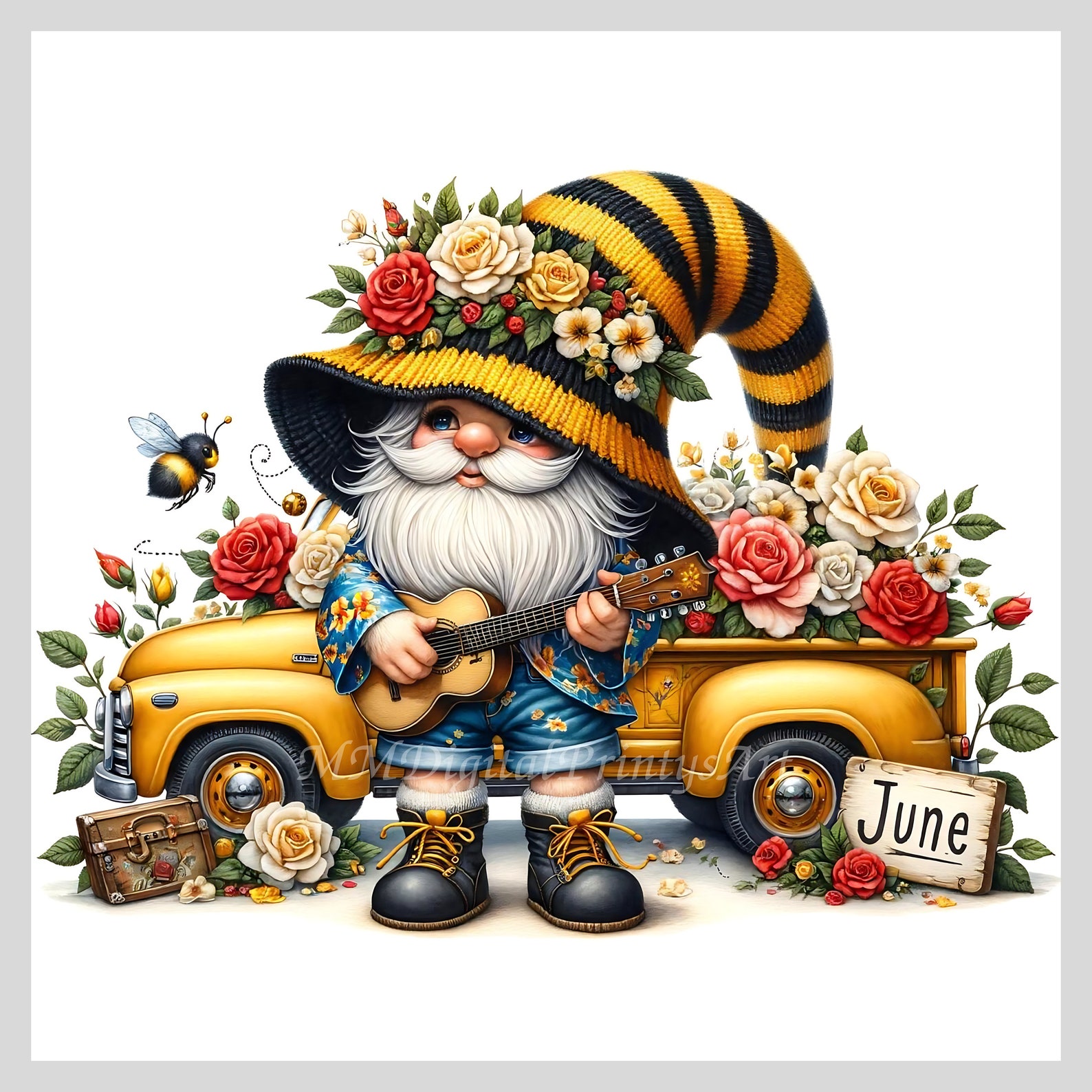 Birth Month Flower Gnome PNG | Cute Bee Gnomes Art (digital Download ...