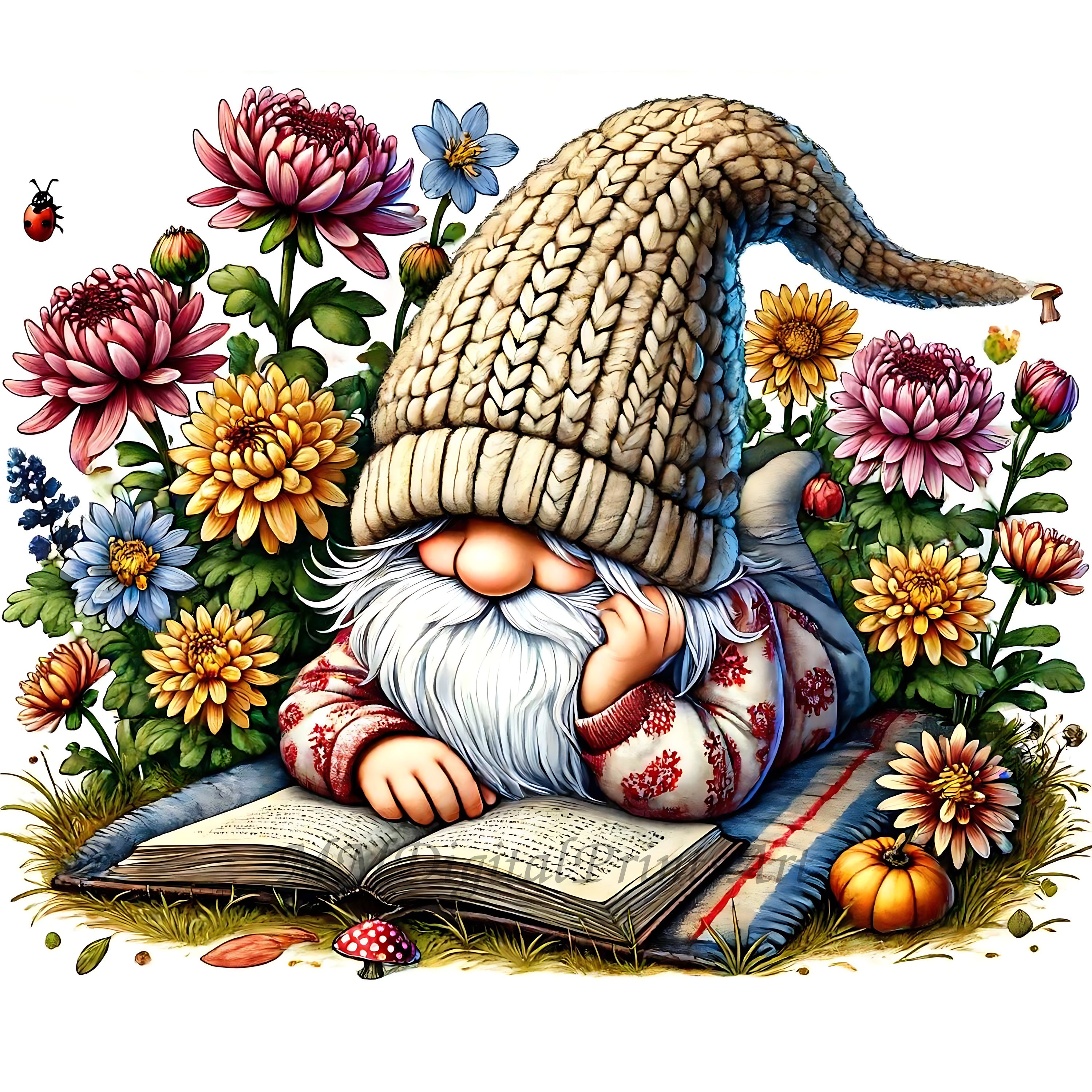 Birth Month Flower Gnome PNG | Chrysanthemum Flower Gnome |floral Gnome ...