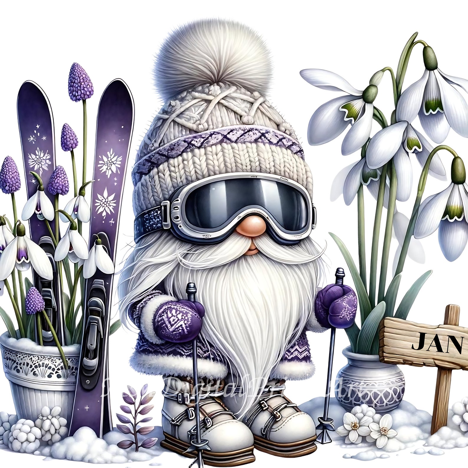 Birth Month Flower Gnome PNG | Personalized Gift Clipart (digital ...