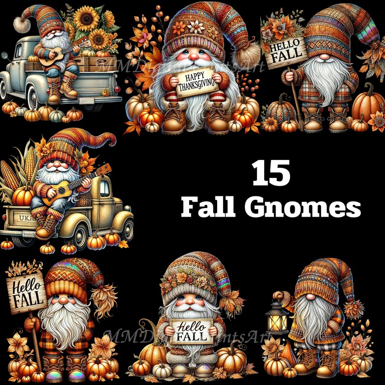 Fall Gnomes PNG Bundle | Happy Thanksgiving Gnome Clipart | Autumn ...