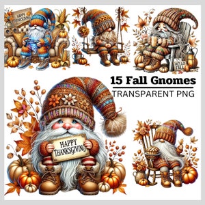 Fall Gnomes PNG Bundle | Happy Thanksgiving Gnome Clipart | Autumn ...
