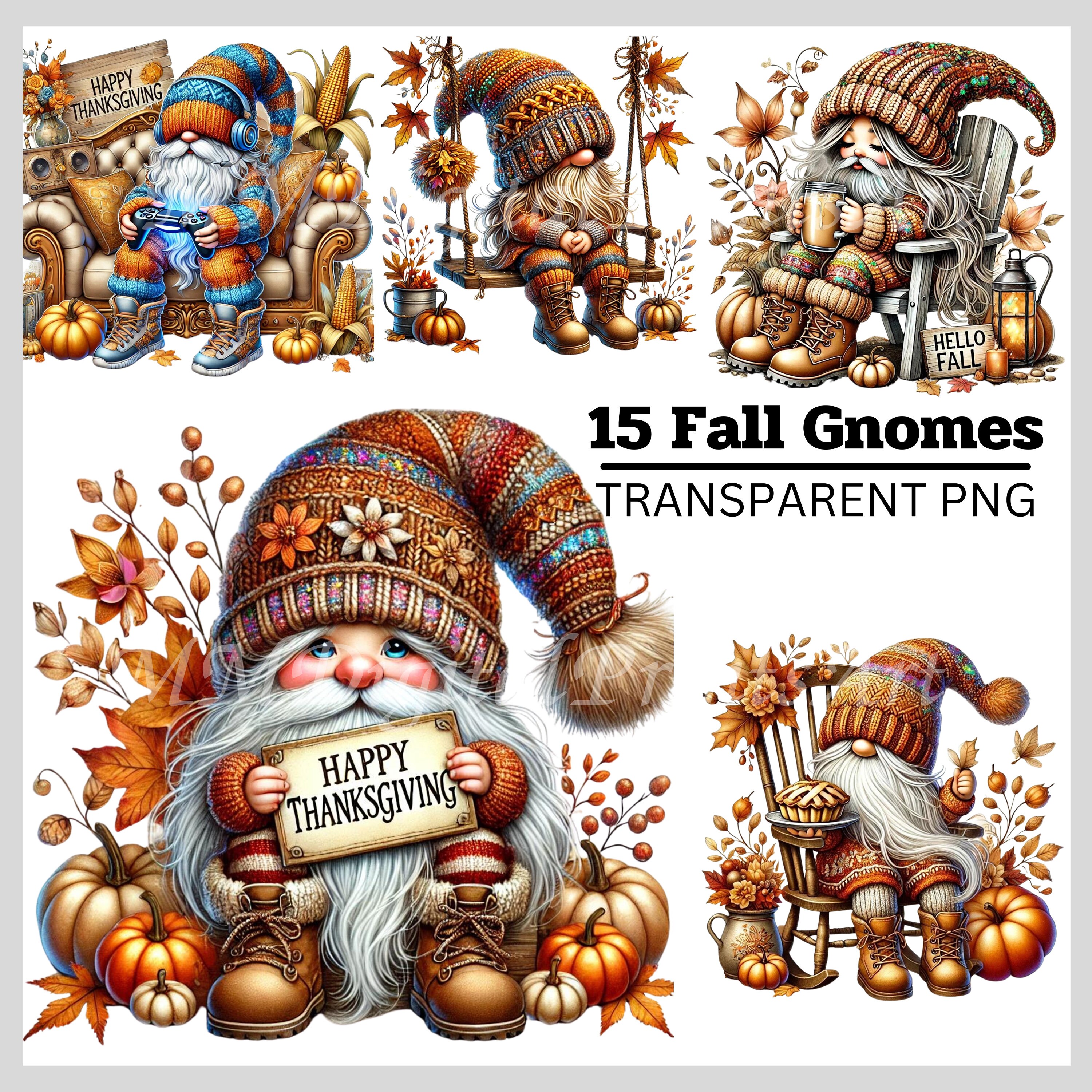 Fall Gnomes PNG Bundle | Happy Thanksgiving Gnome Clipart | Autumn ...