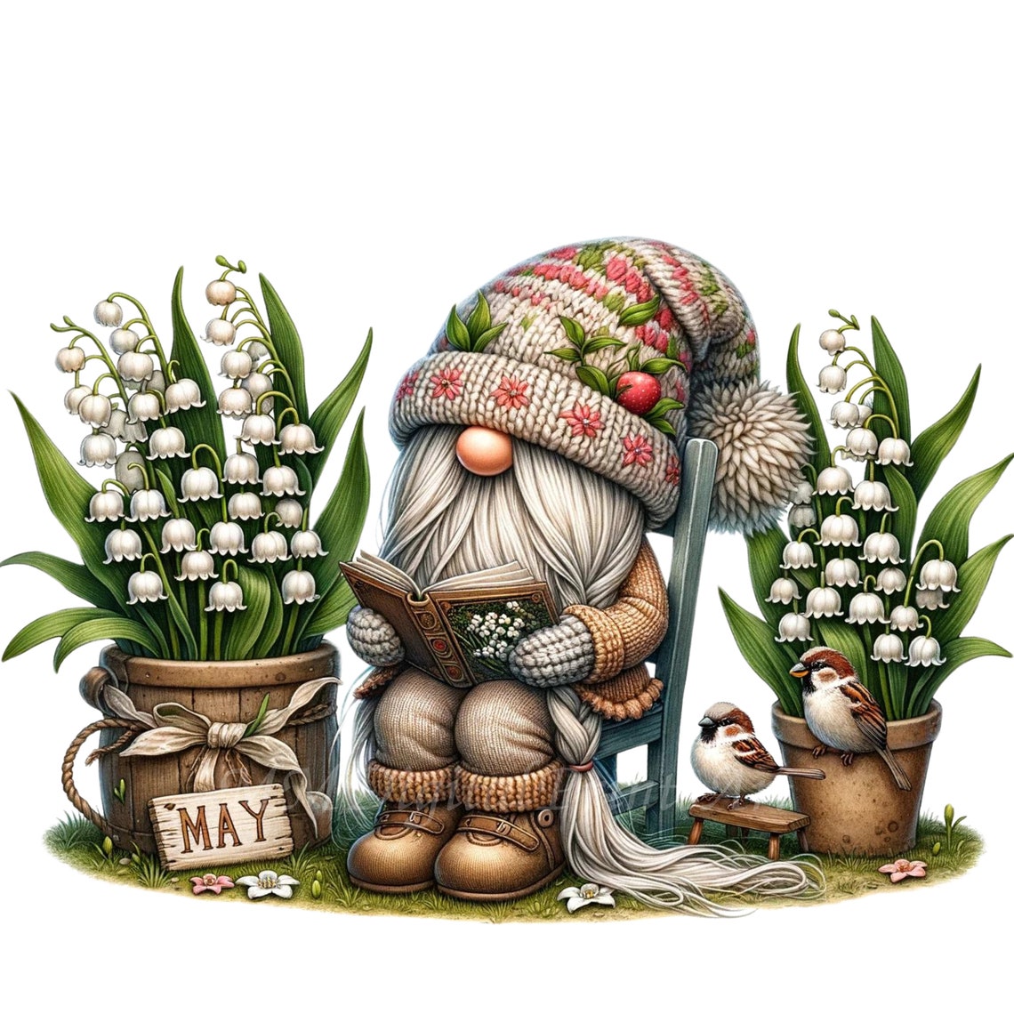 22 Birth Month Flower Gnome PNG Digital Download Floral Gnome Clipart ...