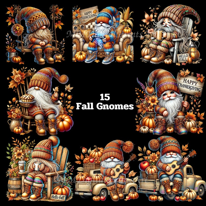 Fall Gnomes PNG Bundle | Happy Thanksgiving Gnome Clipart | Autumn ...