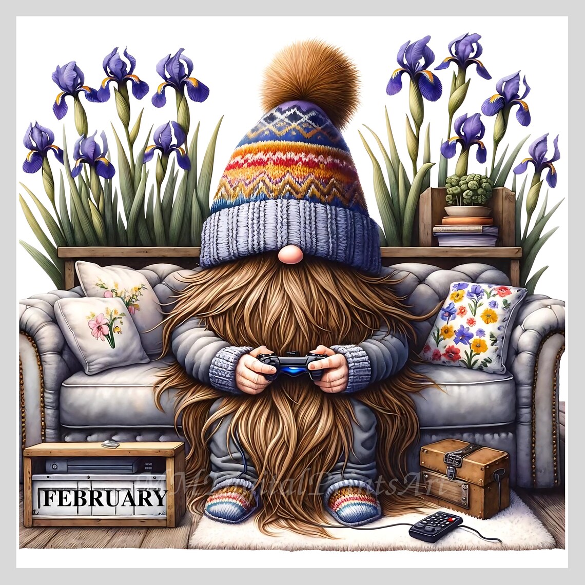 Birth Month Flower Gnome PNG | Personalized Gift Clipart (digital ...