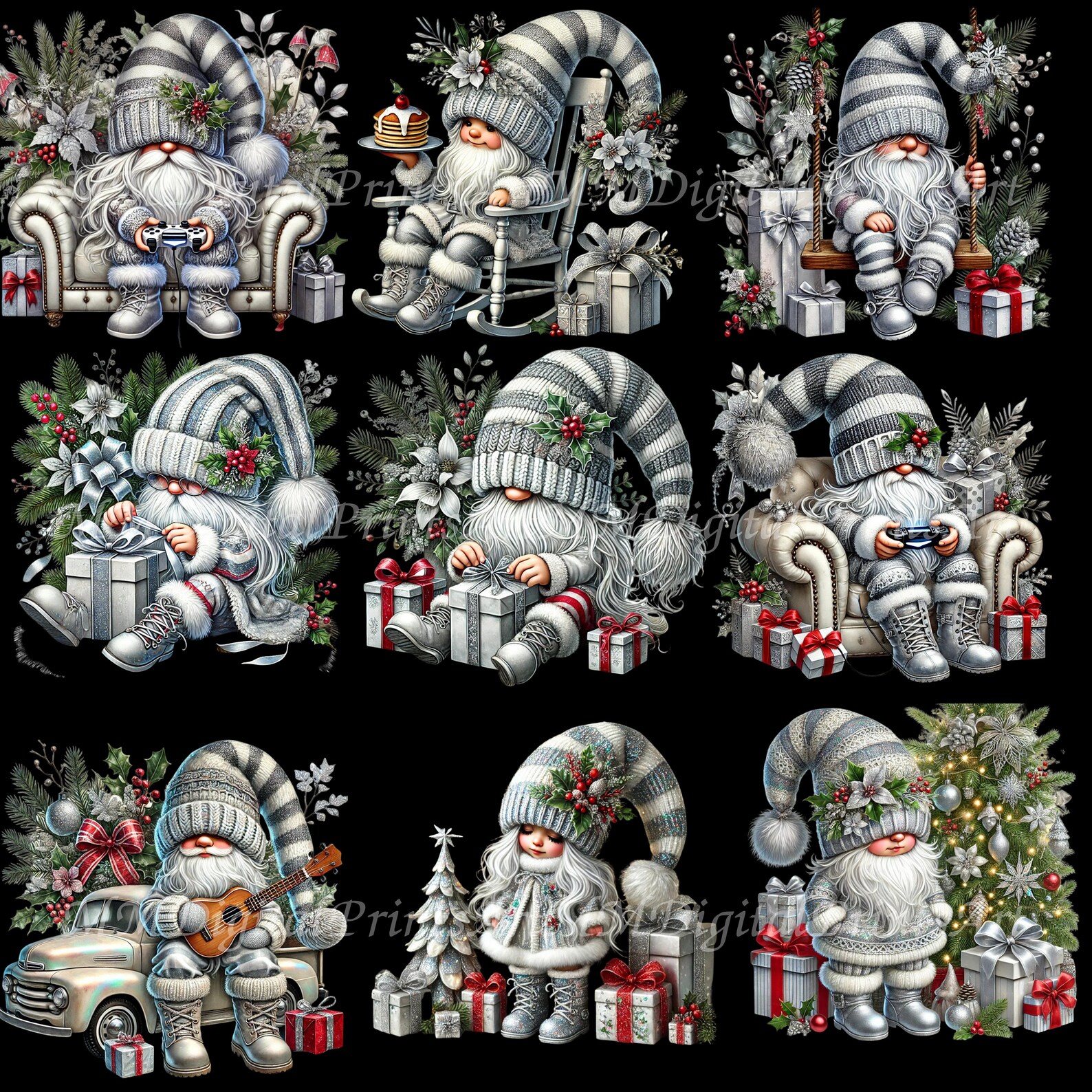 Whimsical Winter Gnome PNG Bundle | Cute Christmas Gnome Clipart ...