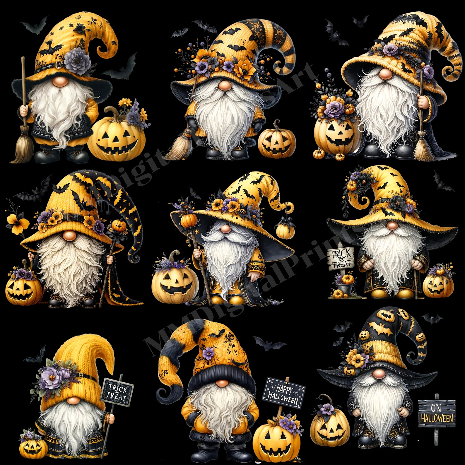 22 Halloween Gnome PNG | Digital Download | Cute Spooky Gnome Art for ...