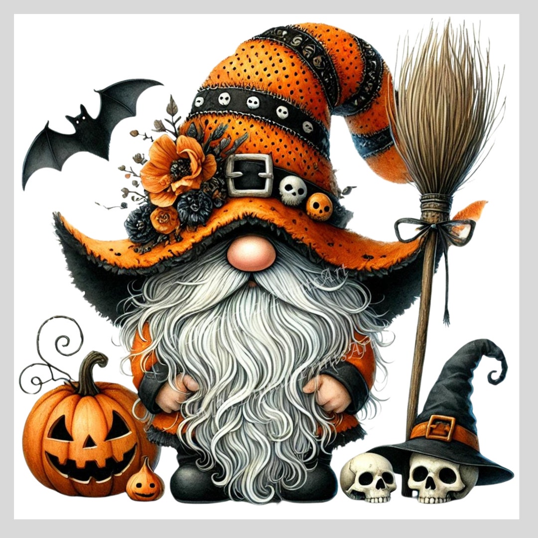 22 Halloween Gnome PNG | Digital Download | Cute Spooky Gnome Art for ...