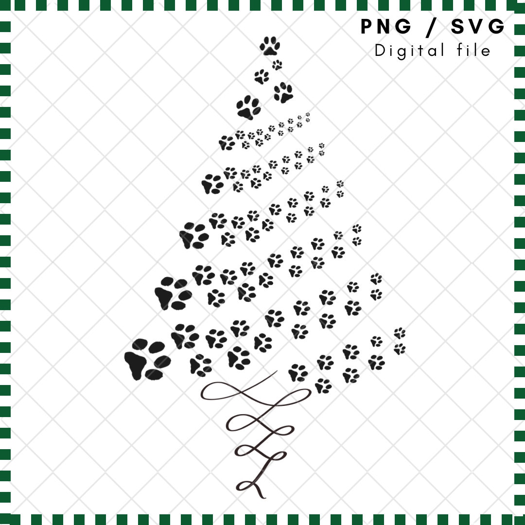 Dog Paw Christmas Tree Svg White Dog Paw and Black Dog Paw - Etsy