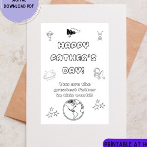 PRINTABLE Fathers Day Coloring Card,fathers Day Card,color Your Own ...