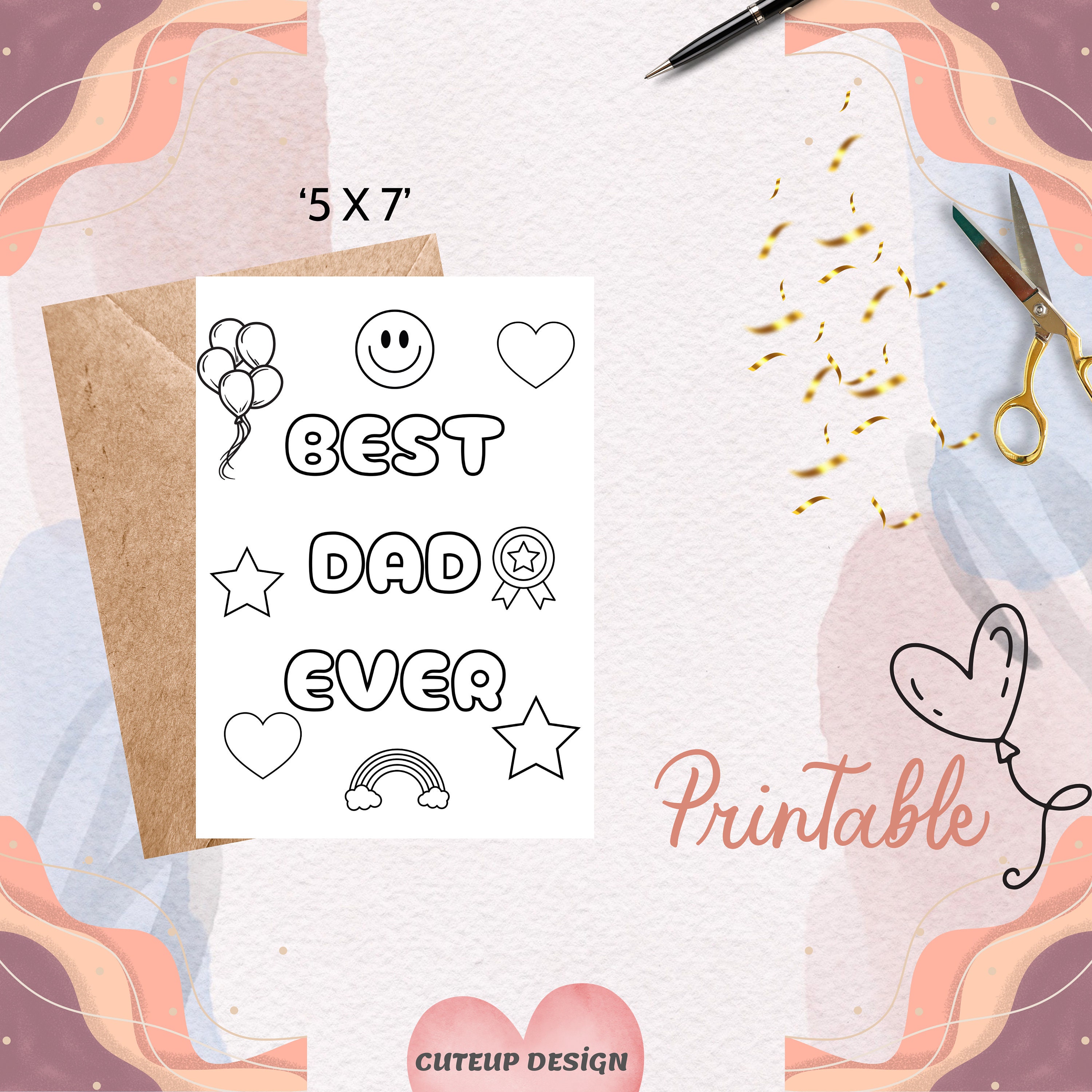 Happy Fathers Day Printable Coloring Sheet for Kids Toddlers ...