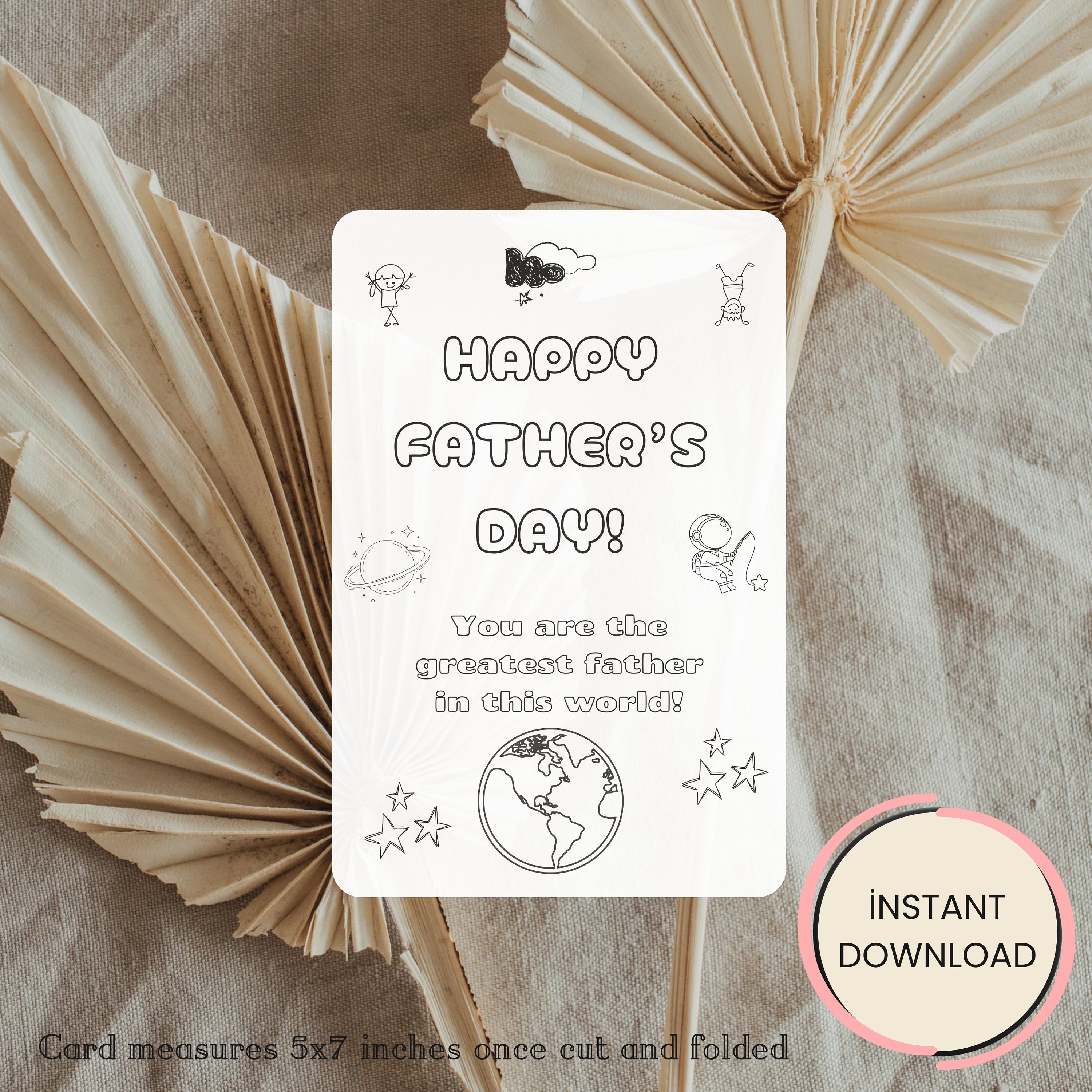 PRINTABLE Fathers Day Coloring Card,fathers Day Card,color Your Own ...