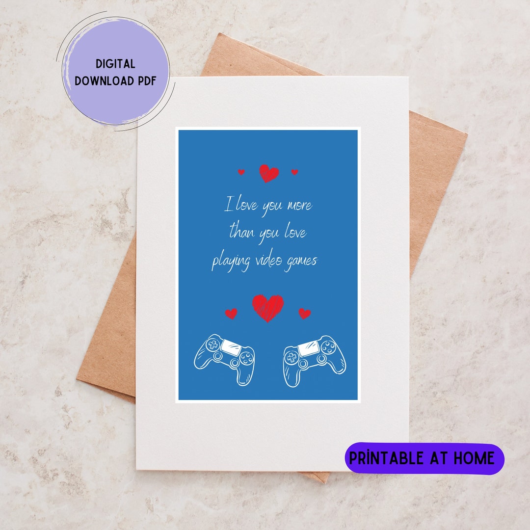 Printable Gamer Valentines Day Card, Instant Digital Download, Funny ...