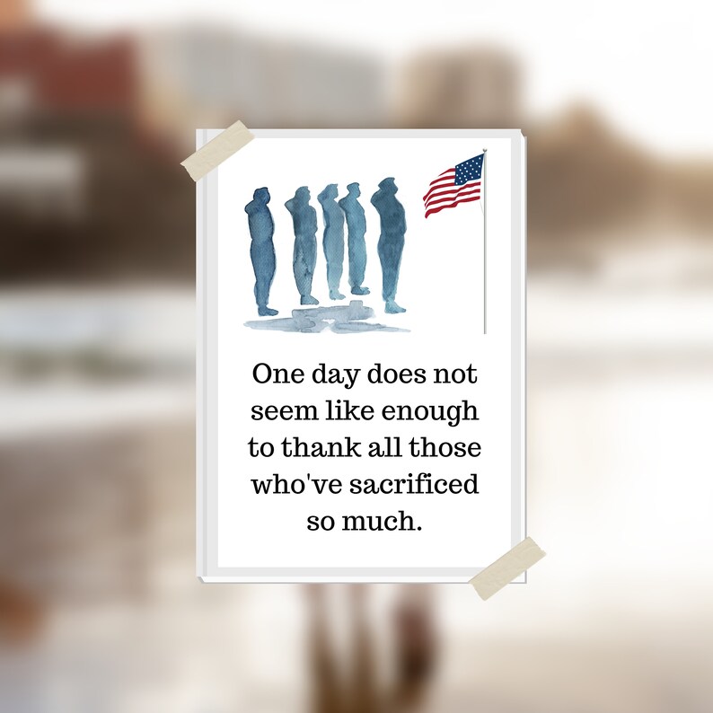 Memorial Day Card Printable, Remember and Honor Card, Patriotic Thank ...