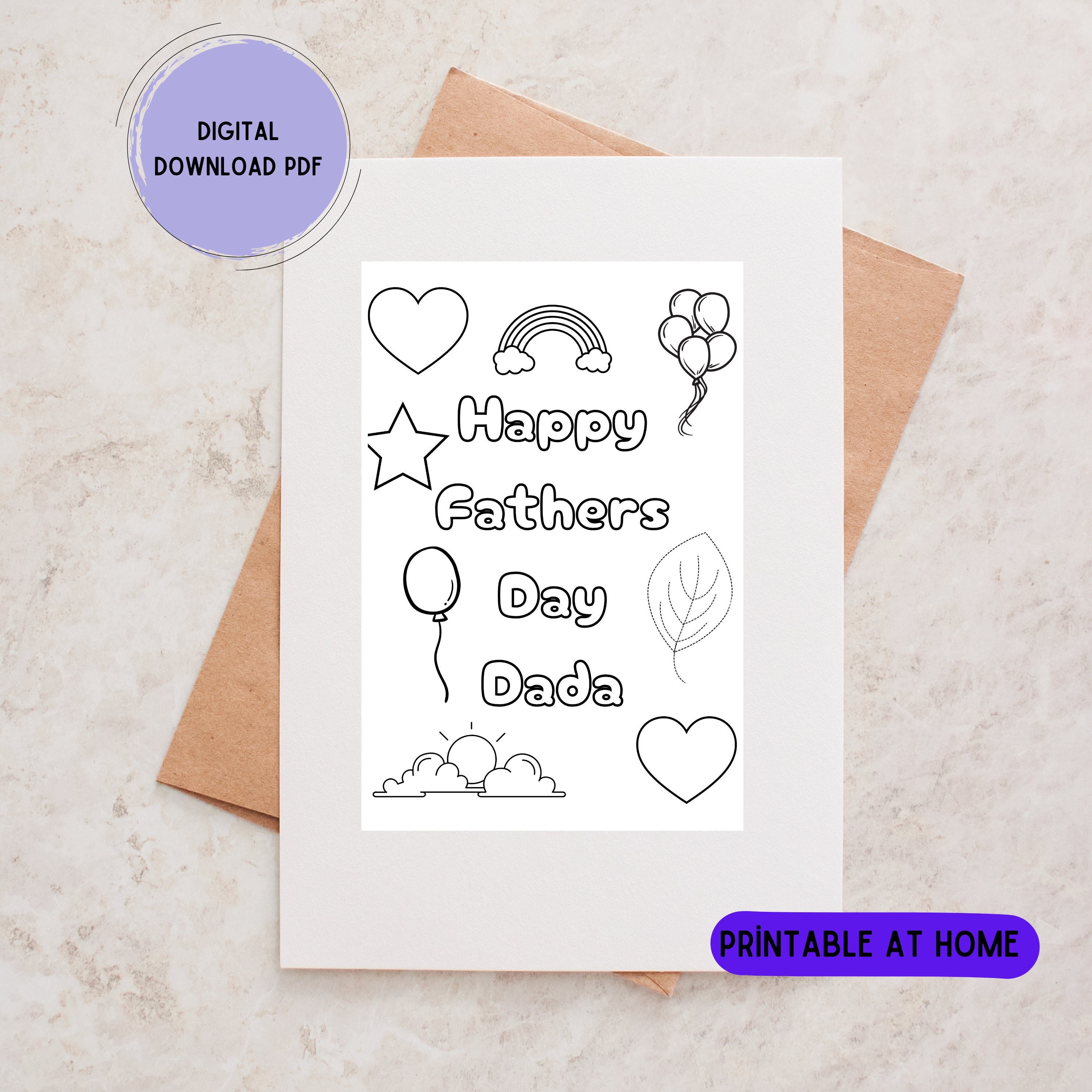 Happy Fathers Day Dada Printable Coloring Sheet for Kids Toddlers ...