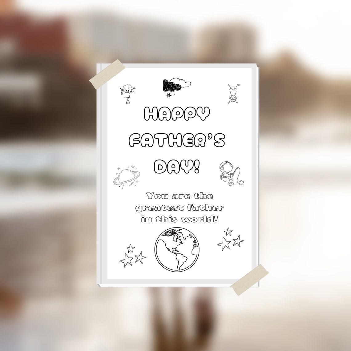 PRINTABLE Fathers Day Coloring Card,fathers Day Card,color Your Own ...