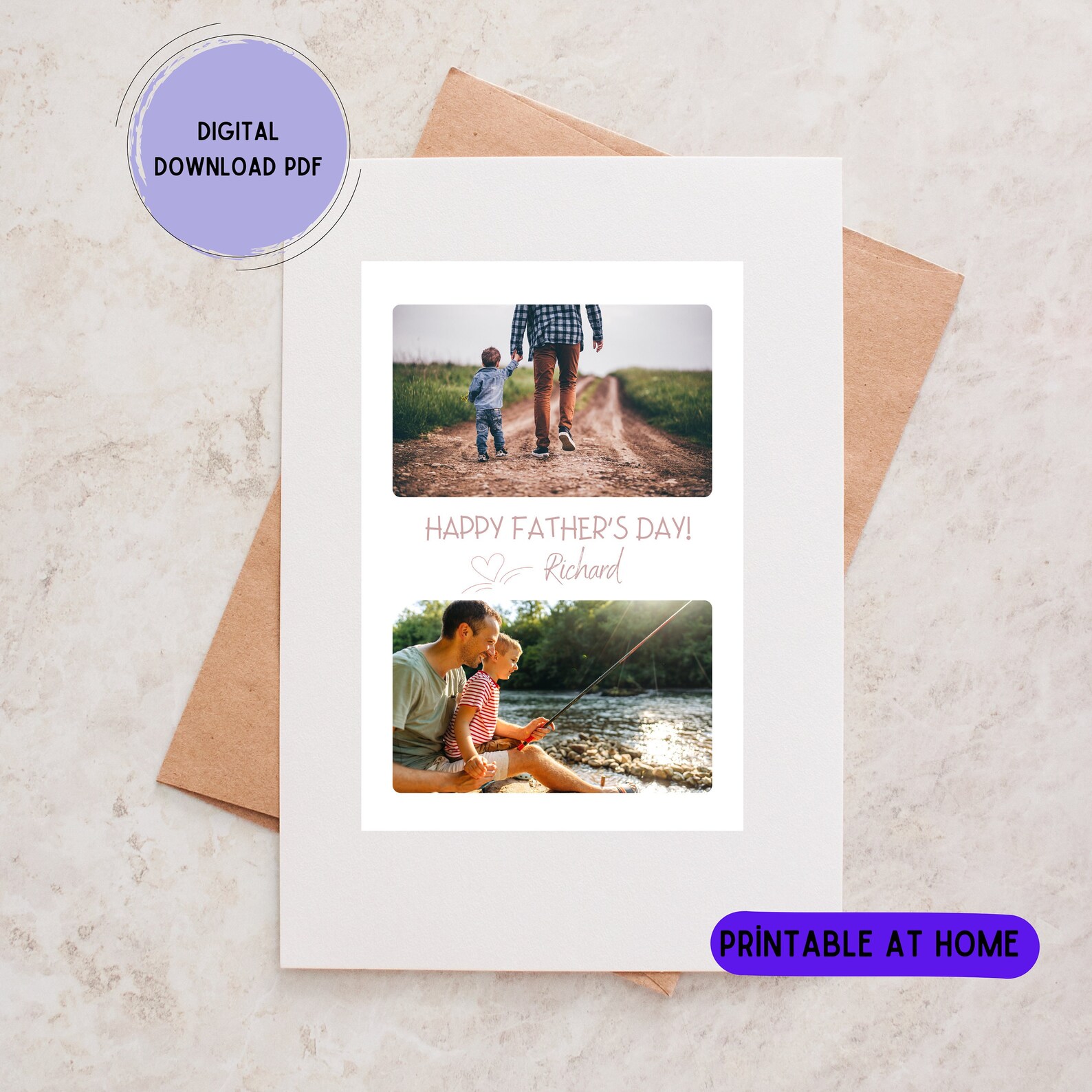 Editable Father's Day Card Happy Father's Day Photo Card for Dad With ...