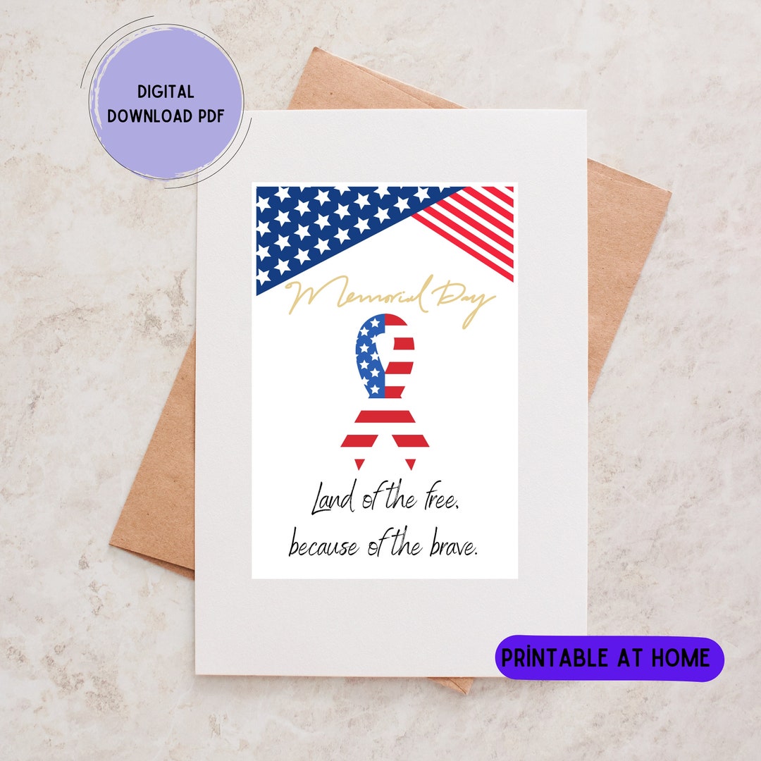 Memorial Day Card Printable, Remember and Honor Card, Patriotic Thank ...