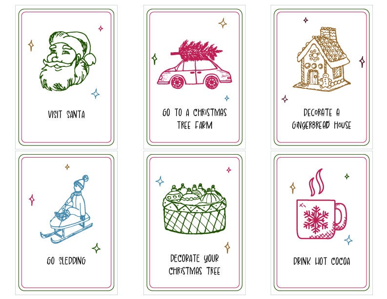 42 Advent Activity Cards for Kids Christmas Bucket List Advent Number ...