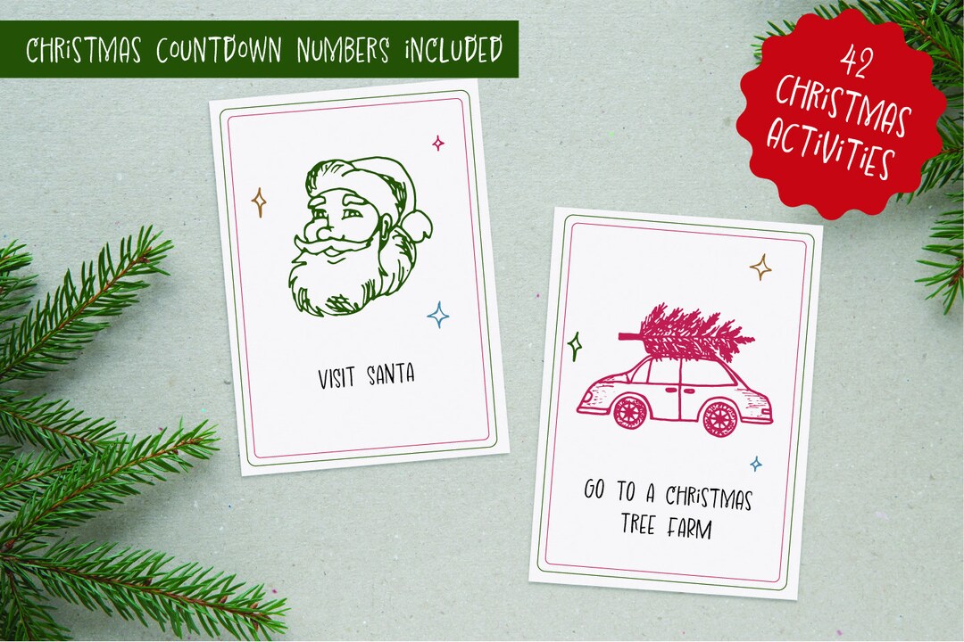 42 Advent Activity Cards for Kids Christmas Bucket List Advent Number ...
