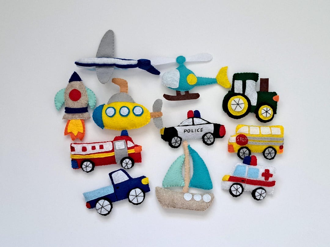 Handmade Felt Vehicle Toys – Educational Transportation Plush for ...