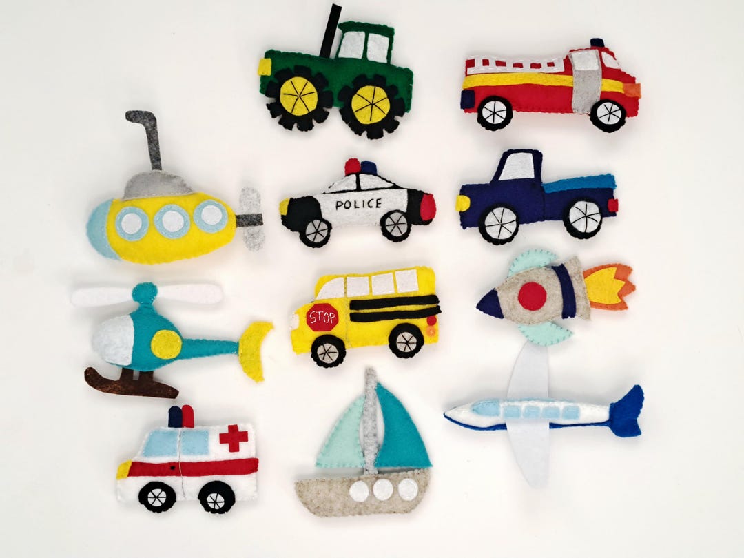 Handmade Felt Vehicle Toys – Educational Transportation Plush for ...