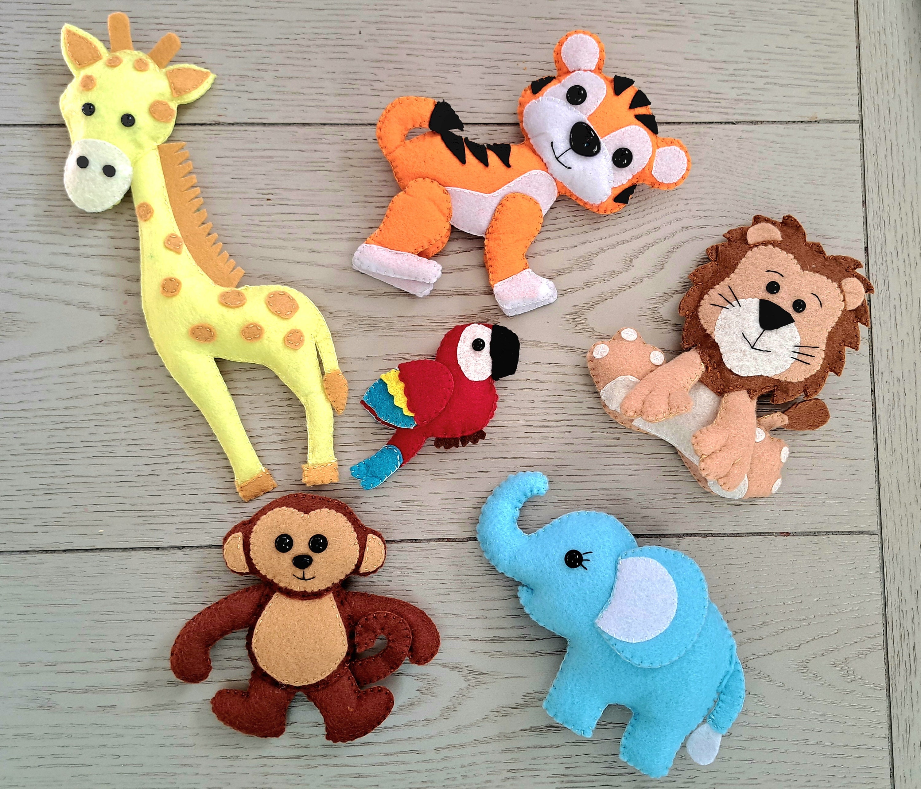 Jungle Animal Set Felt Safari Zoo Toys, Stuffed Animals for Play ...