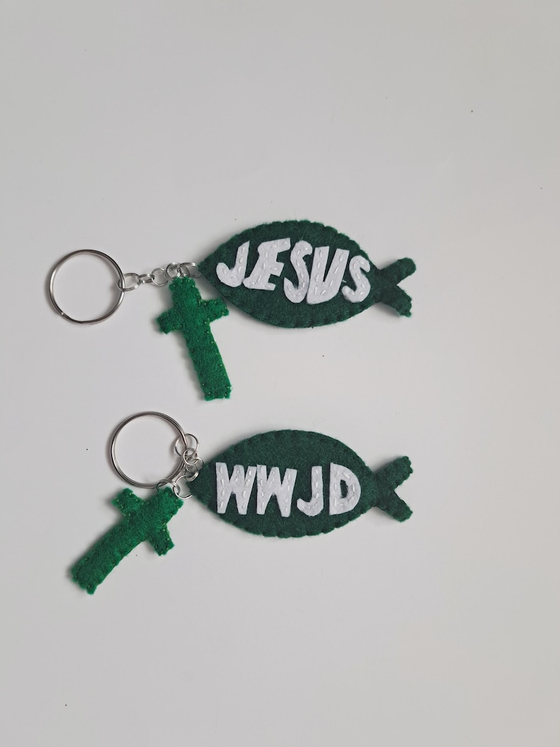 Jesus & WWJD Felt Keychain | Handmade Christian Key Ring | Faith Gift ...