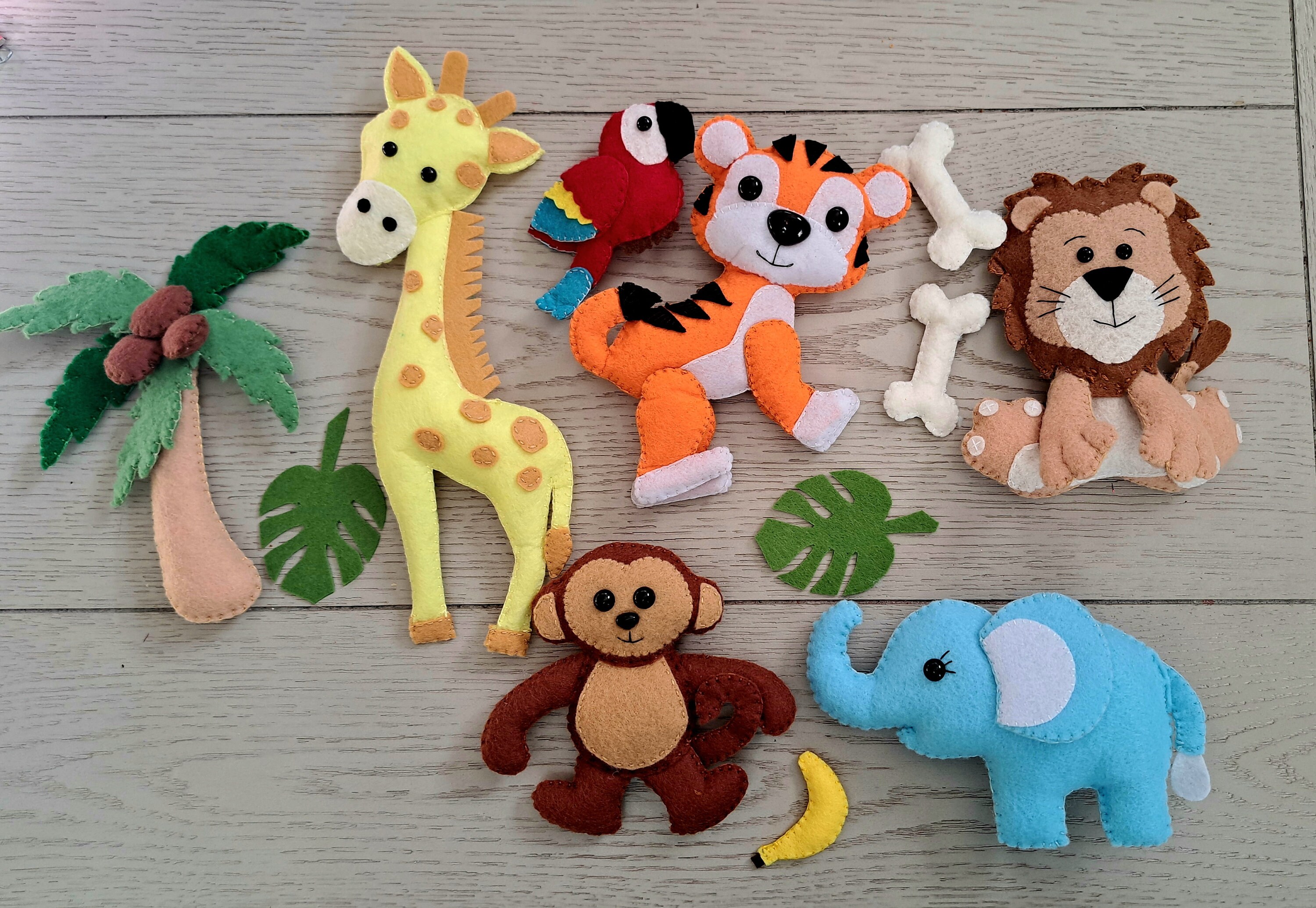 Jungle Animal Set Felt Safari Zoo Toys, Stuffed Animals for Play ...