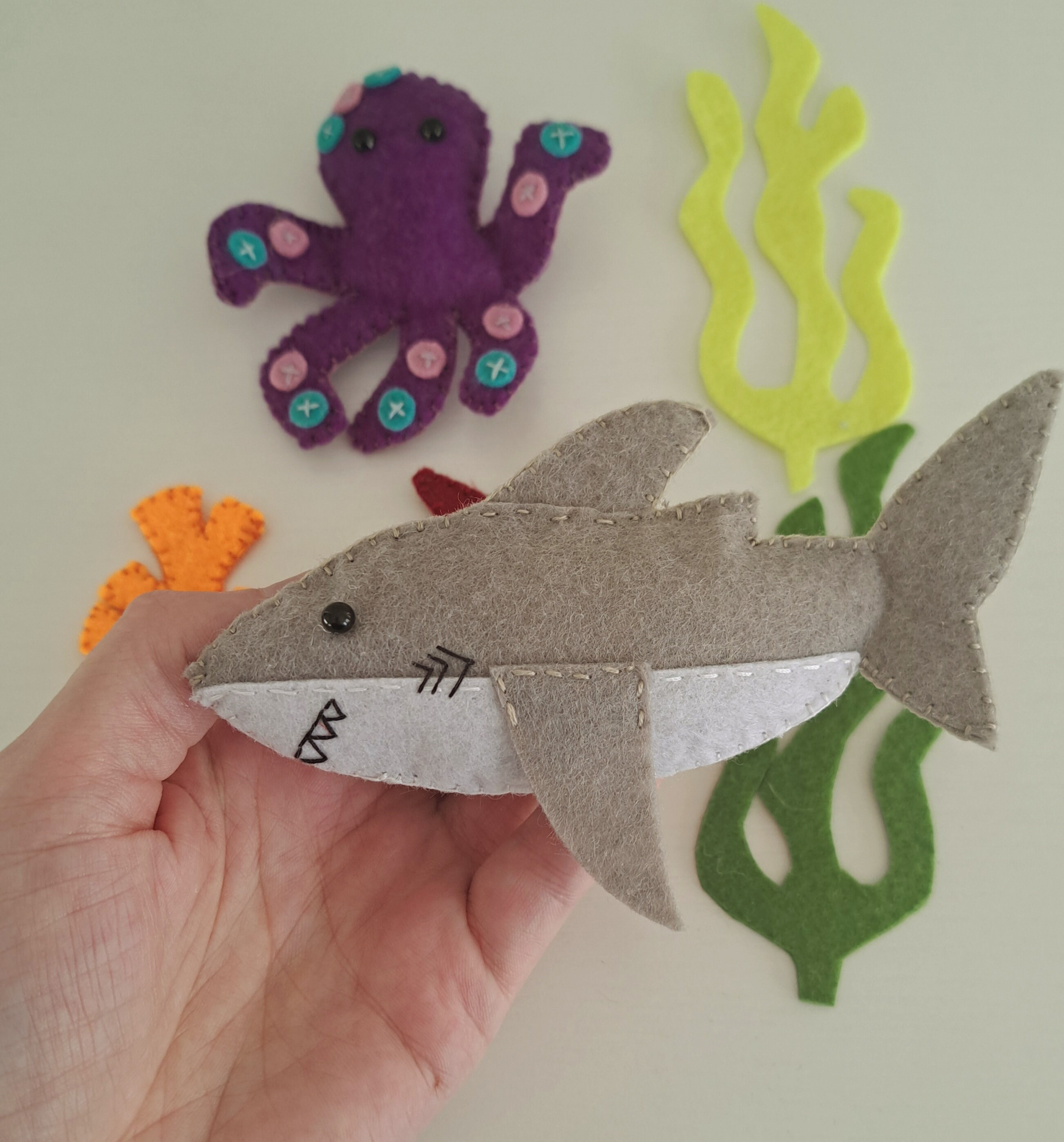 Sea Animals Plush Set Marine Figures Felt Sea Creatures Toys for ...