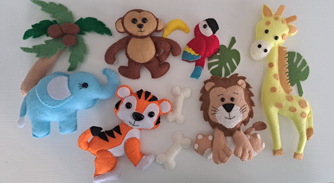 Fun Jungle Animal Toy Set Stuffed Safari Creatures Educational Kids ...