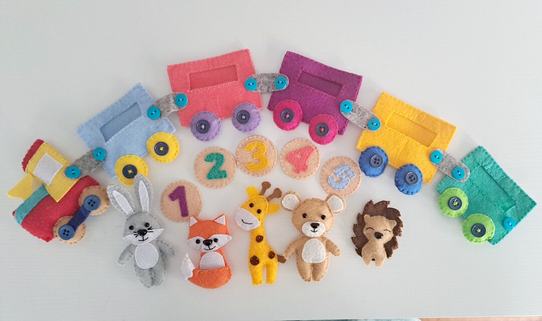 Felt Train - Educational Game - Animal for Toddler - Sensory Play Set ...