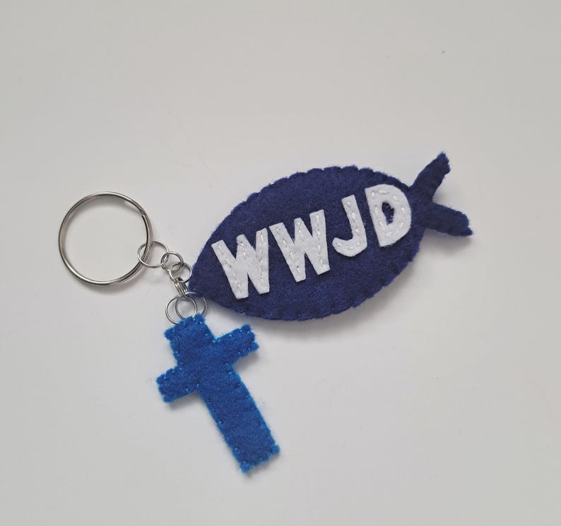 Jesus & WWJD Felt Keychain | Handmade Christian Key Ring | Faith Gift ...