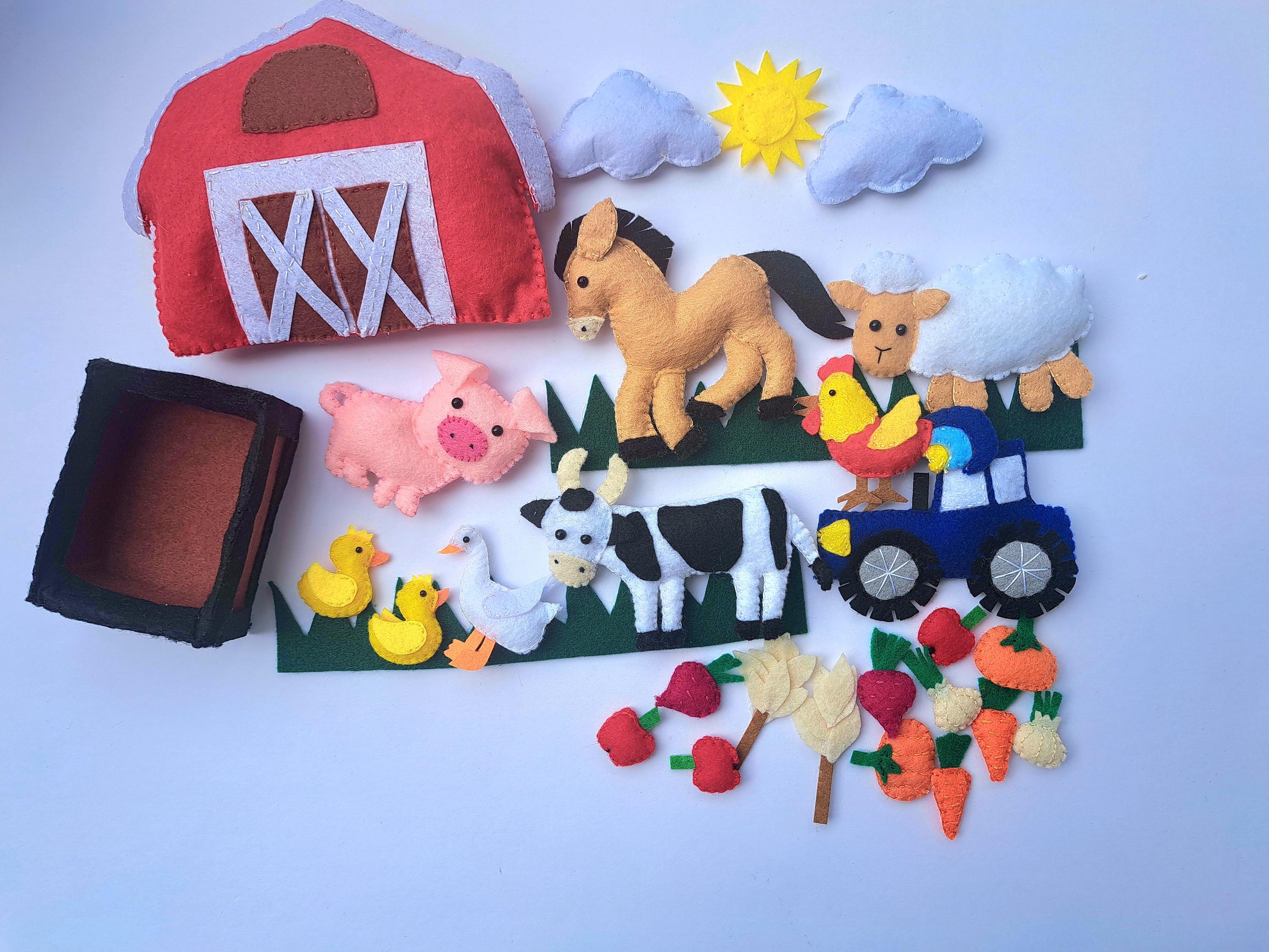 Farm Animals Set Felt Toys Farmyard Creatures stuffed Animals Plushiest ...