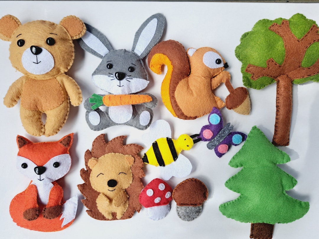 Forest Felt Animals Set Woodland Creatures Toys Learning Stuffed Crafts ...