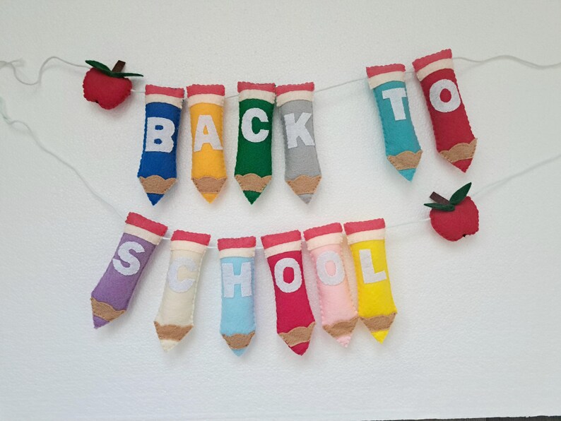 Back to School Felt Banner, First Day of School, Pencils Garland ...