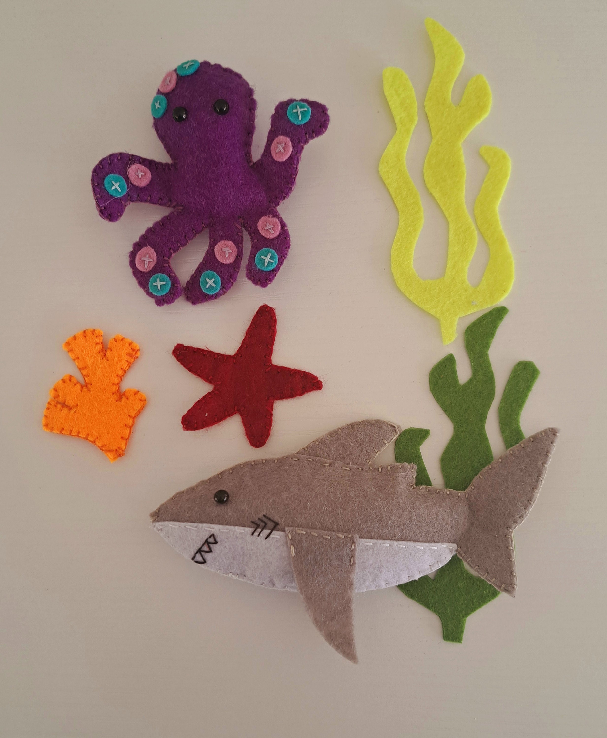 Sea Animals Plush Set Marine Figures Felt Sea Creatures Toys for ...